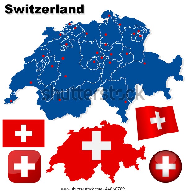 Switzerland Vector Set Detailed Country Shape Stock Vector (Royalty ...