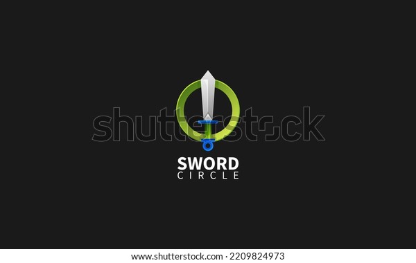 Sword Circle Logo Design Template Green Stock Vector (Royalty Free ...