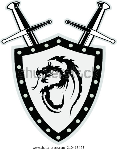 Sword Dragon Shield Vector Illustration Stock Vector (Royalty Free ...