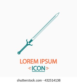 Sword Flat Icon On White Background Stock Vector (Royalty Free ...