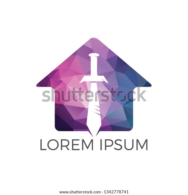 Sword House Logo Design Elegant Shield Stock Vector (Royalty Free ...