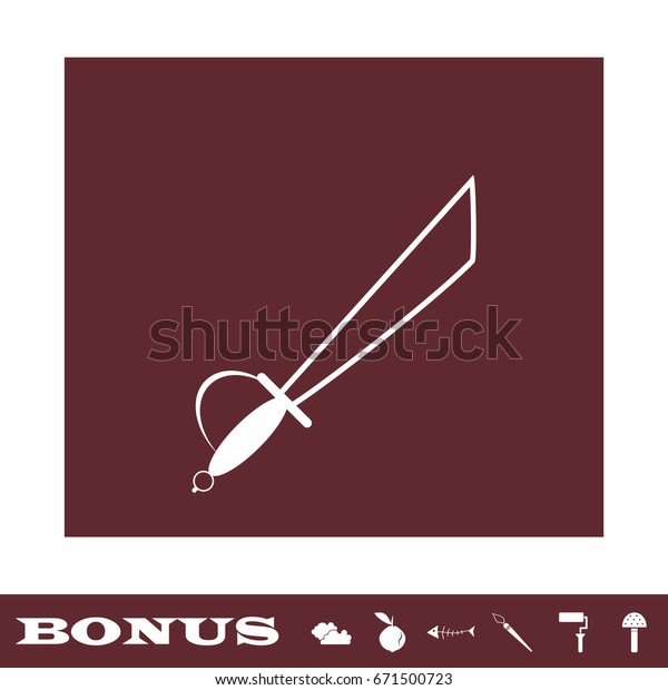 Sword Icon Flat White Pictogram On Stock Vector (Royalty Free ...