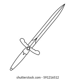Sword Icon Blue Outline Style Isolated 스톡 일러스트 747753811 | Shutterstock