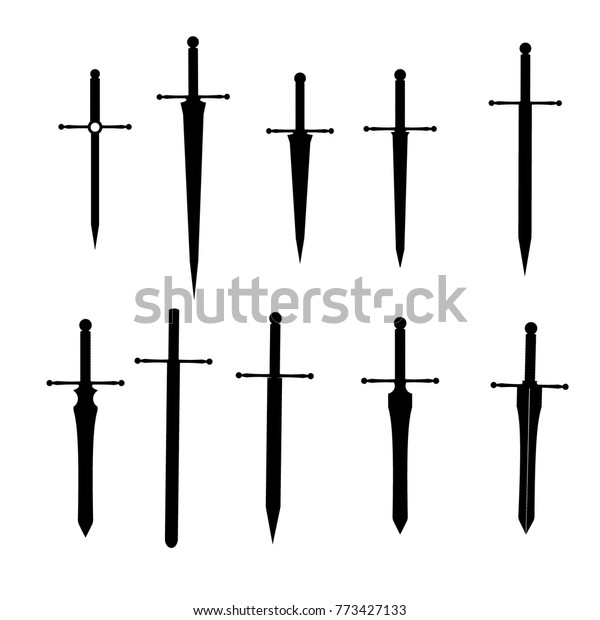 Sword Isolated On White Background Military Stock Vector (Royalty Free ...