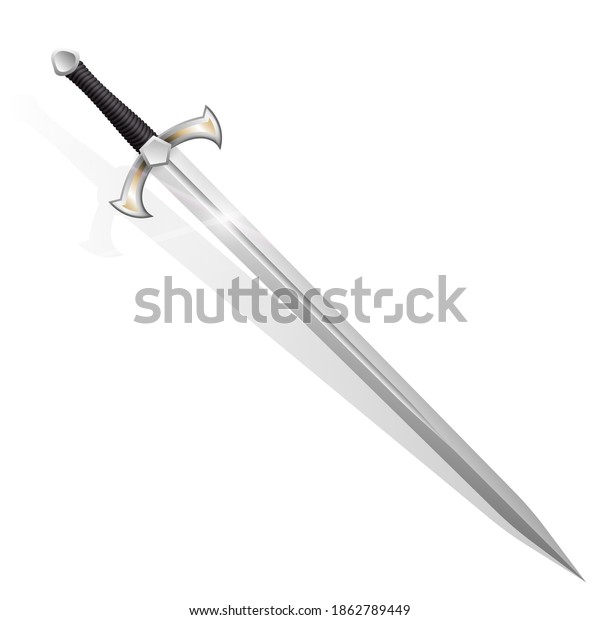 Sword On White Background Knightly Edged Stock Vector (Royalty Free ...