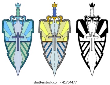 Sword Over Shield Hand Drawn Vector Stock Vector (Royalty Free ...