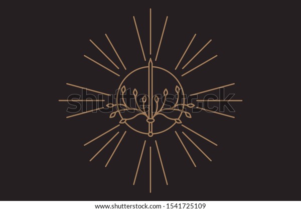 Sword Rays Sun Leaves Trees Logo Stock Vector (Royalty Free) 1541725109 ...