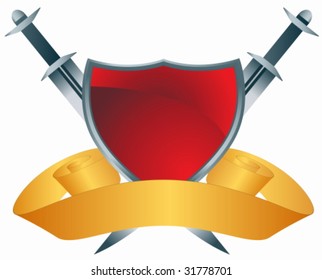 Heraldic Shield Sword Banner Vector Illustration Stock Vector (Royalty ...