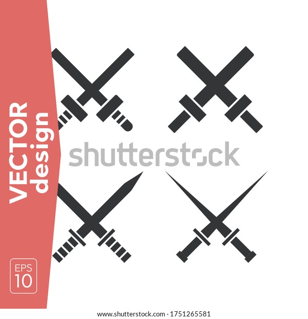 Sword Vector Icons Crossed Swords Pictograms Stock Vector (Royalty Free ...