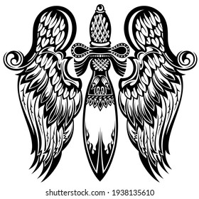 Sword Wings Winged Sword Silhouette Vector Stock Vector (Royalty Free ...