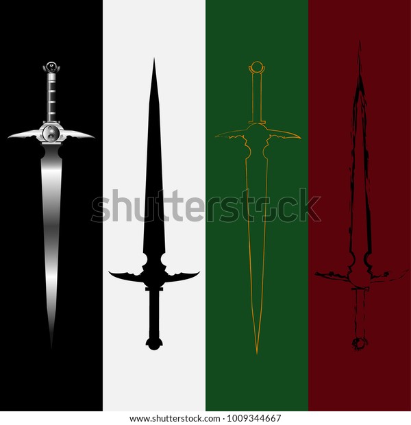 Swords Set Sword Isolated Military Sword Stock Vector (Royalty Free ...