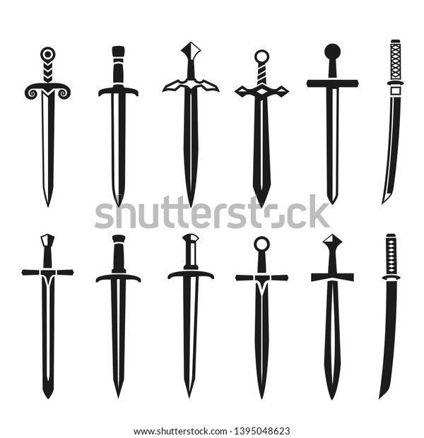 Swords Set Sword Isolated On White Stock Vector (Royalty Free) 1395048623