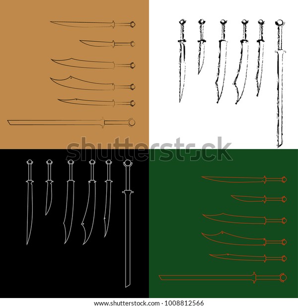 Swords Set Sword Isolated Weapon Design Stock Vector (Royalty Free ...