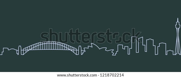 3 Simple line dark background city skylines sydney 图片、库存照片和矢量图 ...