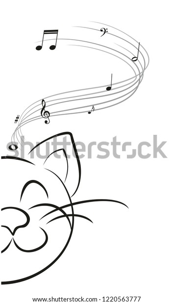 Symbol Cat Music Notes Stock Vector (Royalty Free) 1220563777 ...