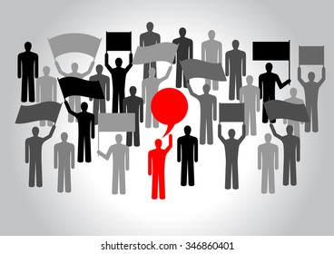Symbol Crowd People Demonstration Vector One Stock Vector (Royalty Free ...