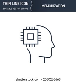 Symbol Memorization Thin Line Icon Brain Stock Vector (Royalty Free ...