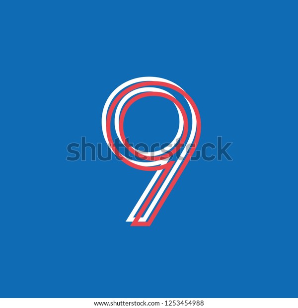Symbol Number 9 Nine Built Lines Stock Vector (Royalty Free) 1253454988 ...