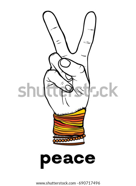 Symbol Pacifism Hippies Hand Two Fingers Stock Vector (Royalty Free ...