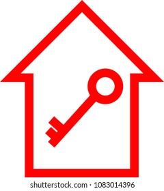 Symbol Red House Key On White Stock Vector (Royalty Free) 1083014396 ...