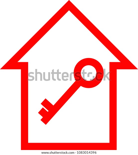 Symbol Red House Key On White Stock Vector (Royalty Free) 1083014396 ...