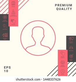Vektor Stok Symbol User Icon Circle Profile Line (Tanpa Royalti ...