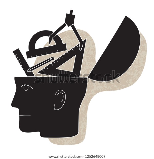 Symbolic Drawing Head Mathematical Thought Stock Vector (Royalty Free ...
