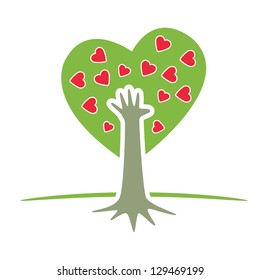 Symbolic Tree Hand Hearts Vector Image Stock Vector (Royalty Free ...