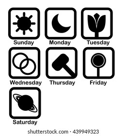 Symbols Days Week Stock Vector (Royalty Free) 439949323 | Shutterstock