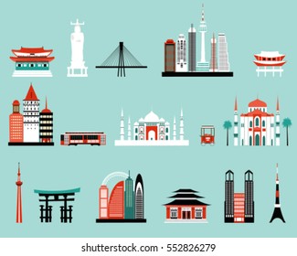 Symbols Famous Cities Vector Stock Vector (Royalty Free) 552826279 ...