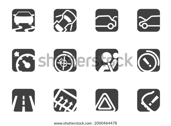 Symbols Icons Set Isolated Car Interface Stock Vector (Royalty Free ...