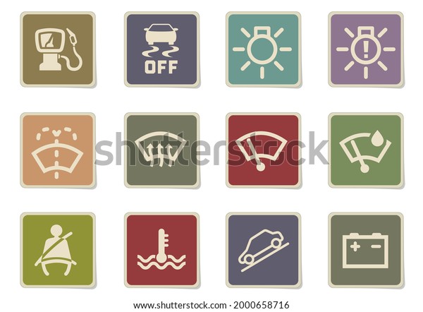 Symbols Icons Set Isolated Car Interface Stock Vector (Royalty Free ...