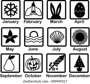 Symbols Months Year: vetor stock (livre de direitos) 439949317 ...