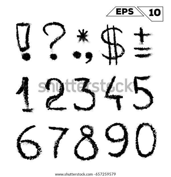 Symbols Numbers Hand Drawn Isolated On Stock Vector (Royalty Free ...