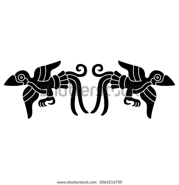 Symmetrical Design Two Flying Birds Native Stock Vector (Royalty Free ...