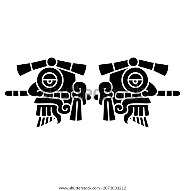 Symmetrical Design Two Heads Aztec God Stock Vector (Royalty Free ...