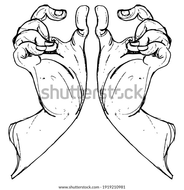 Symmetrical Design Two Human Hands Pinching Stock Vector (Royalty Free ...