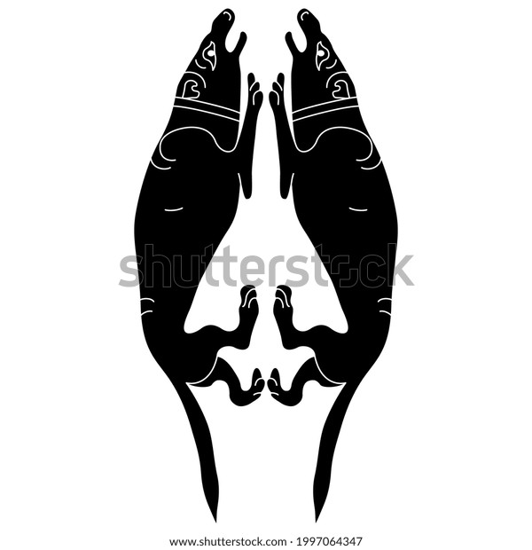 Symmetrical Design Two Stylized Dogs Ancient Stock Vector (Royalty Free ...