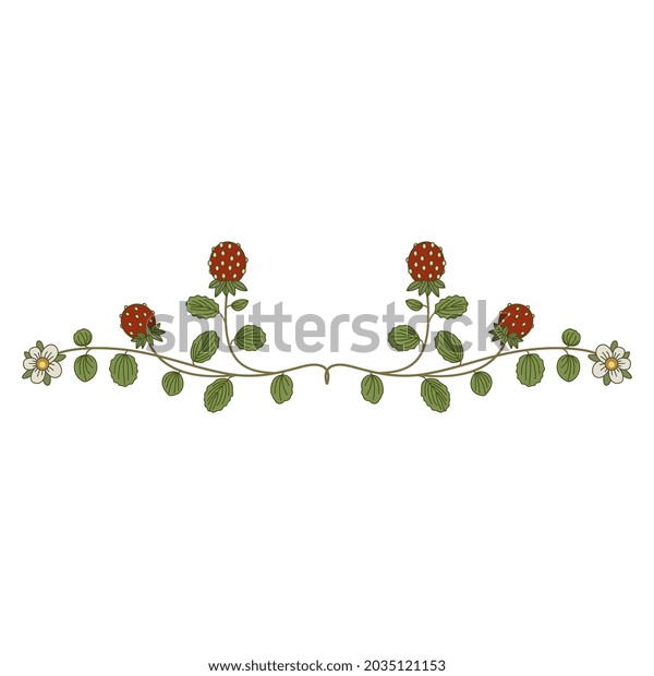 Symmetrical Floral Border Two Strawberry Blanches Stock Vector (Royalty ...