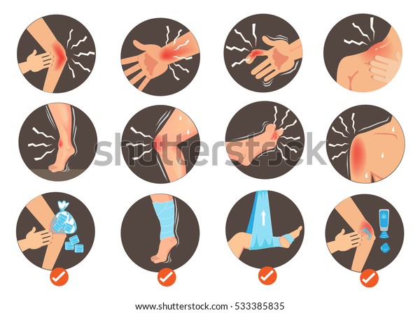 Symptom Sprains First Aid Body Parts Stock Vector (Royalty Free ...