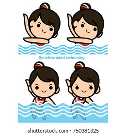 Synchronized Female Swimming Cartoon Vector Illustration Stock Vector ...