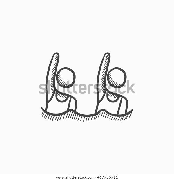 Synchronized Swimming Vector Sketch Icon Isolated Stock Vector (Royalty ...