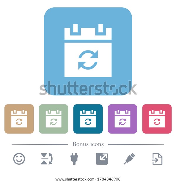 Syncronize Schedule White Flat Icons On Stock Vector (Royalty Free ...