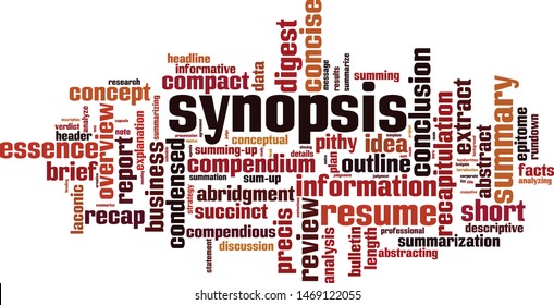 Synopsis Word Cloud Concept Collage Made Stock Vector (Royalty Free ...