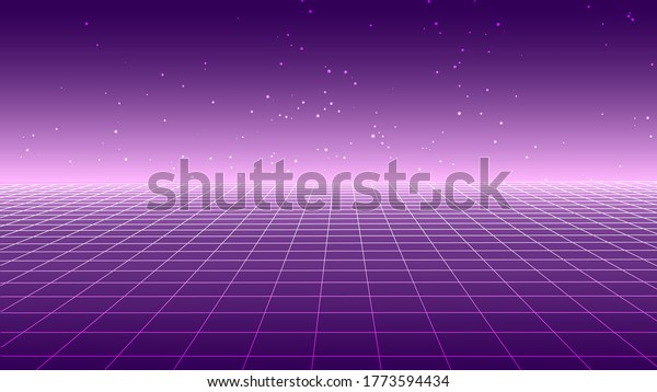 Synthwave Background Retro Futuristic Backdrop Perspective Stock Vector ...