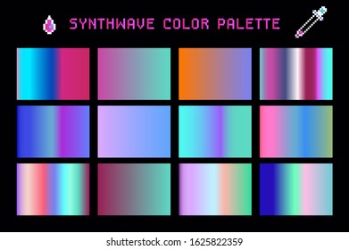 Synthwave Color Palette Set Duotone Holographic: เวกเตอร์สต็อก (ปลอดค่า ...