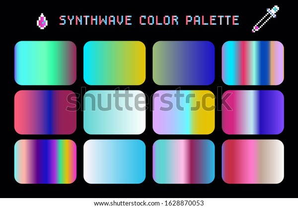 Synthwave Color Palette Set Duotone Holographic Stock Vector (Royalty ...