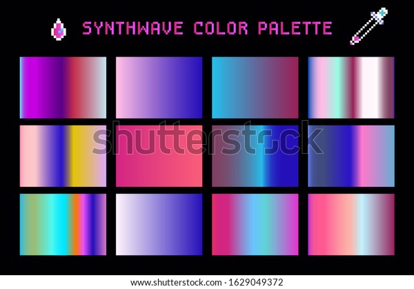 Synthwave Color Palette Set Duotone Holographic Stock Vector (Royalty ...