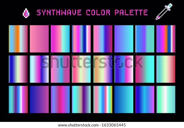 Synthwave Color Palette Set Duotone Holographic 库存矢量图（免版税）1633065445 ...