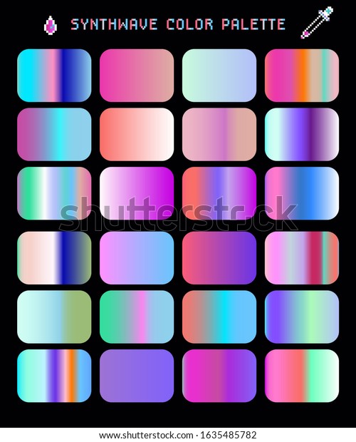 Synthwave Color Palette Set Duotone Holographic Stock Vector (Royalty ...